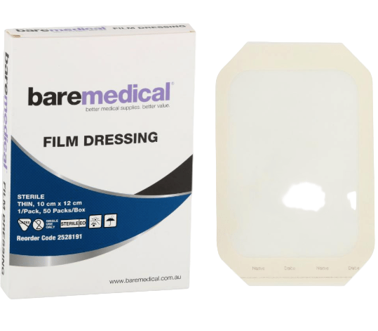 BareMedical Transparent Film Dressing 10 x 12cm Sterile-Box 50